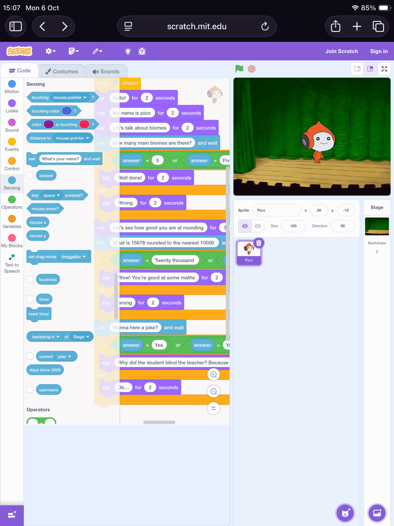 Y5: Scratch algorithms - Heymann Primary School